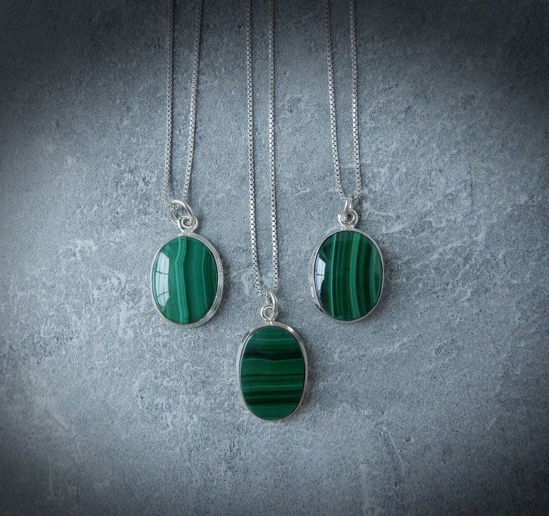 Malachite Necklace Sterling Silver • Malachite Pendant • Genuine ...