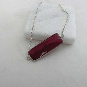 Ruby Necklace Red Ruby Bar Pendant Genuine Ruby Necklace - Etsy