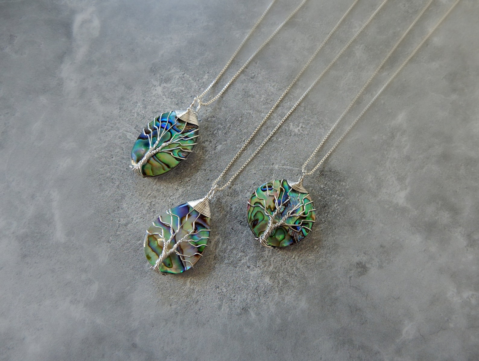 Paua Shell Necklace Abalone Shell Pendant Tree of Life | Etsy