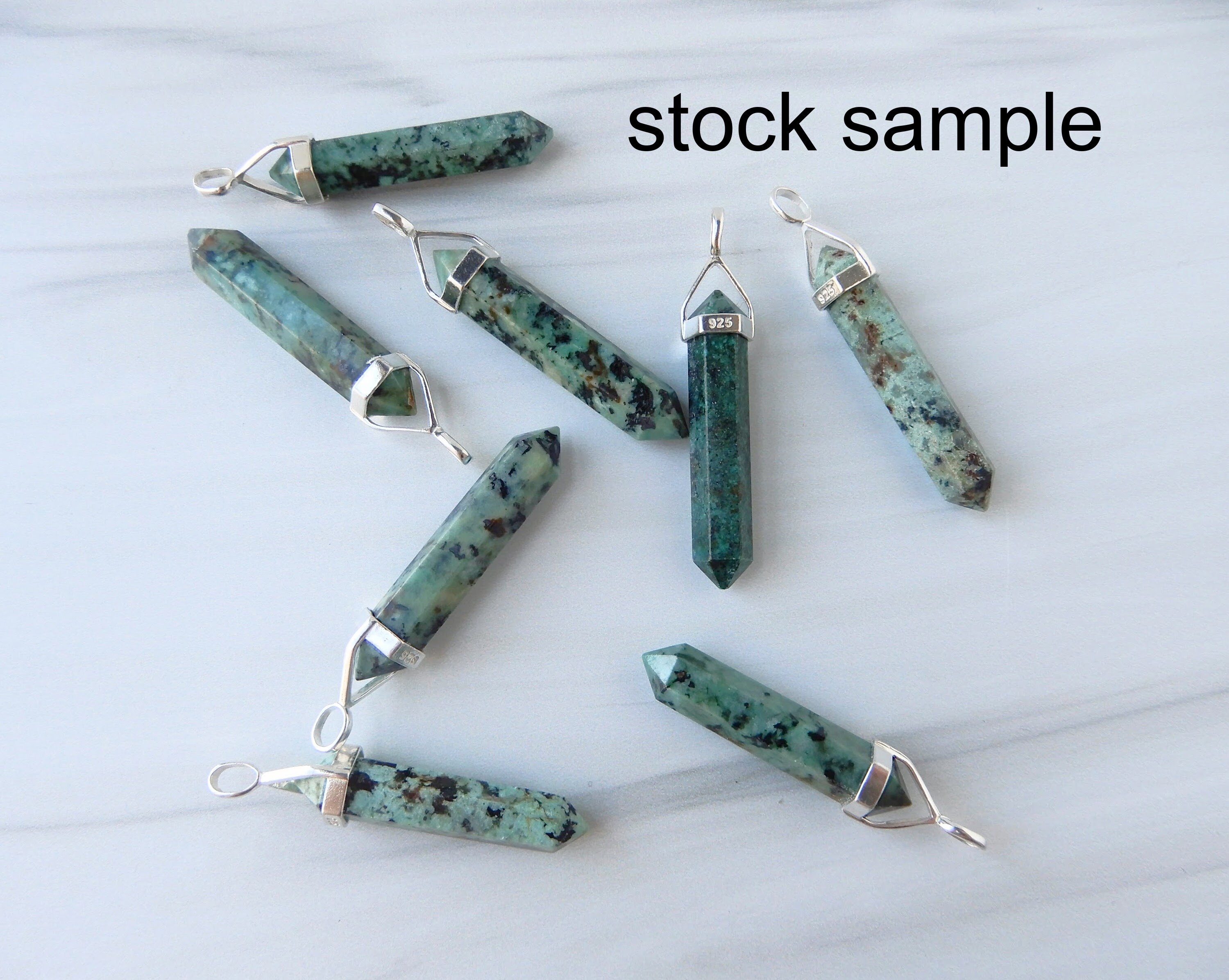Crystal Point Necklace Sterling Silver • African Turquoise Hexagon ...
