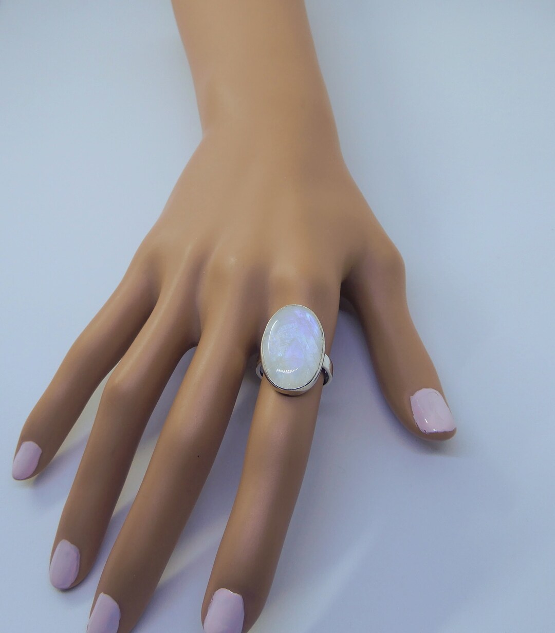 Rainbow Moonstone Ring • Moonstone Rings • Blue Flash Moonstone Ring ...