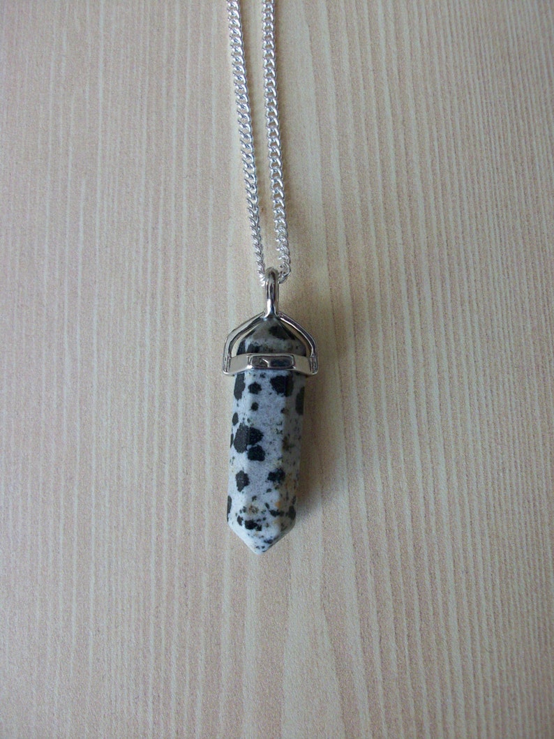 Jasper Necklace Dalmatian Jasper Point Pendant Gemstone - Etsy