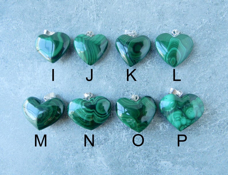 Malachite Necklace Sterling Silver • Malachite Heart • Genuine ...