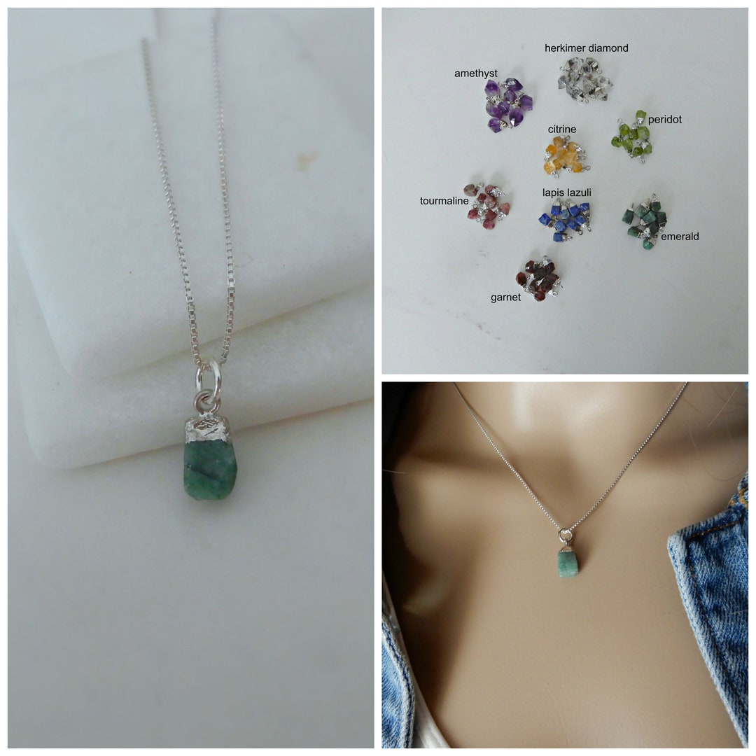 Raw Gemstone Necklace Rough Gemstone Jewelry Garnet - Etsy