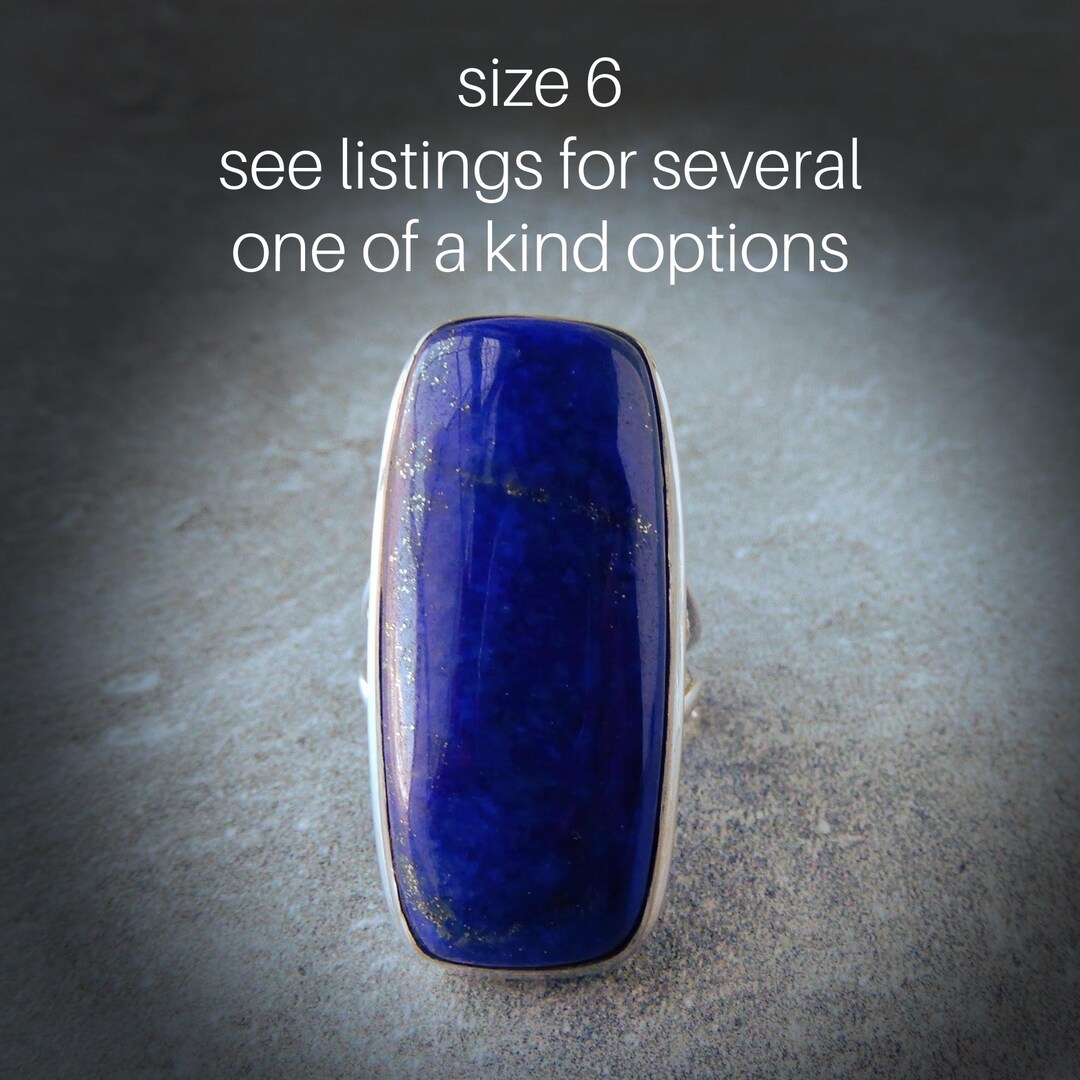 Lapis Lazuli Ring Sterling Silver • Genuine Lapis Lazuli Solitaire ...