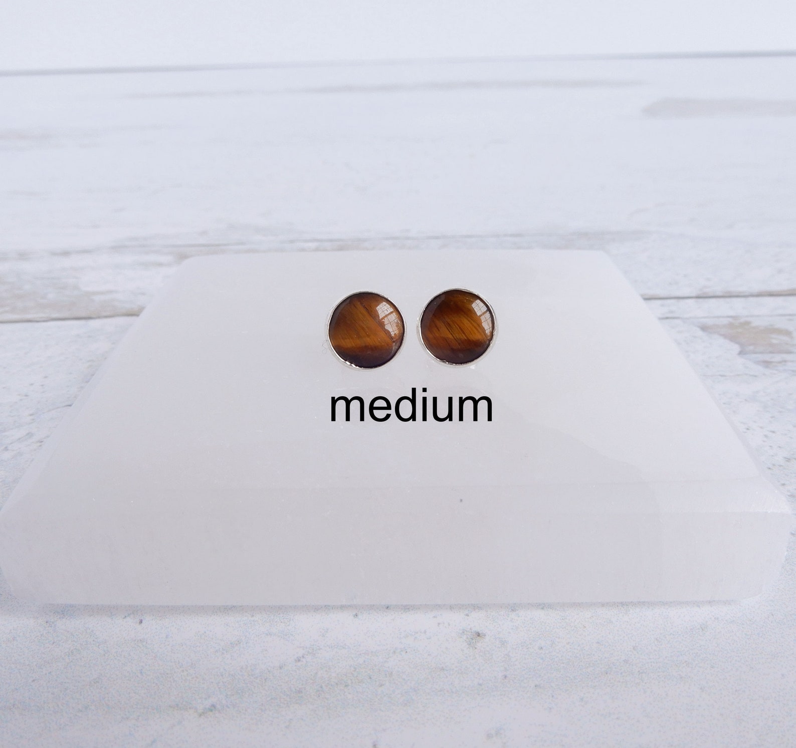 Tiger Eye Earrings Sterling Silver Gemstone Stud Earrings | Etsy