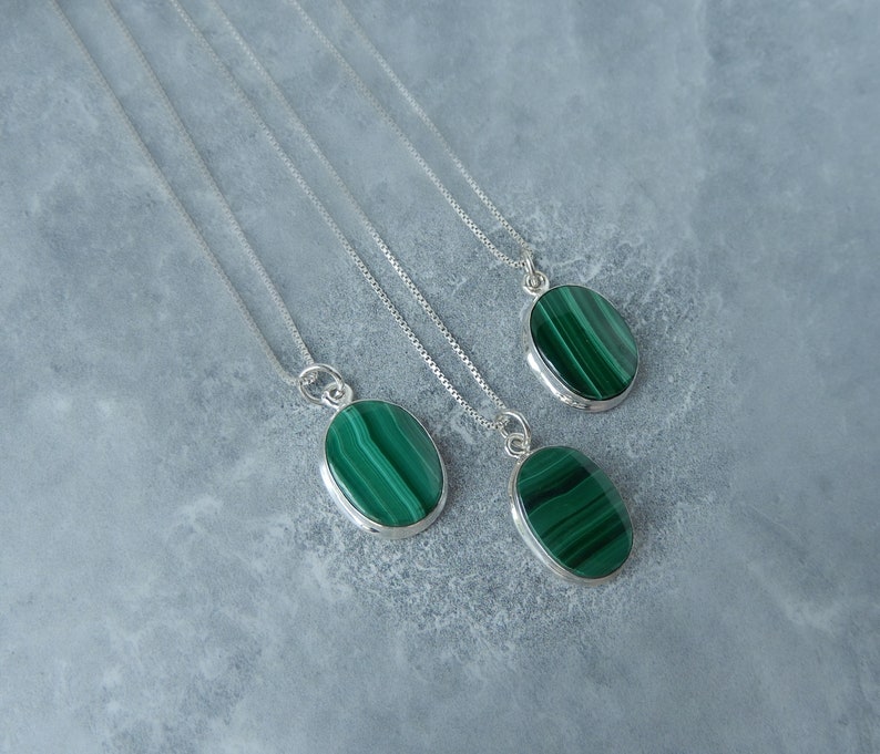 Malachite Necklace Sterling Silver • Malachite Pendant • Genuine ...