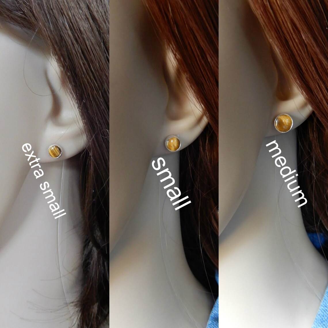 Tiger Eye Earrings Sterling Silver Gemstone Stud Earrings | Etsy