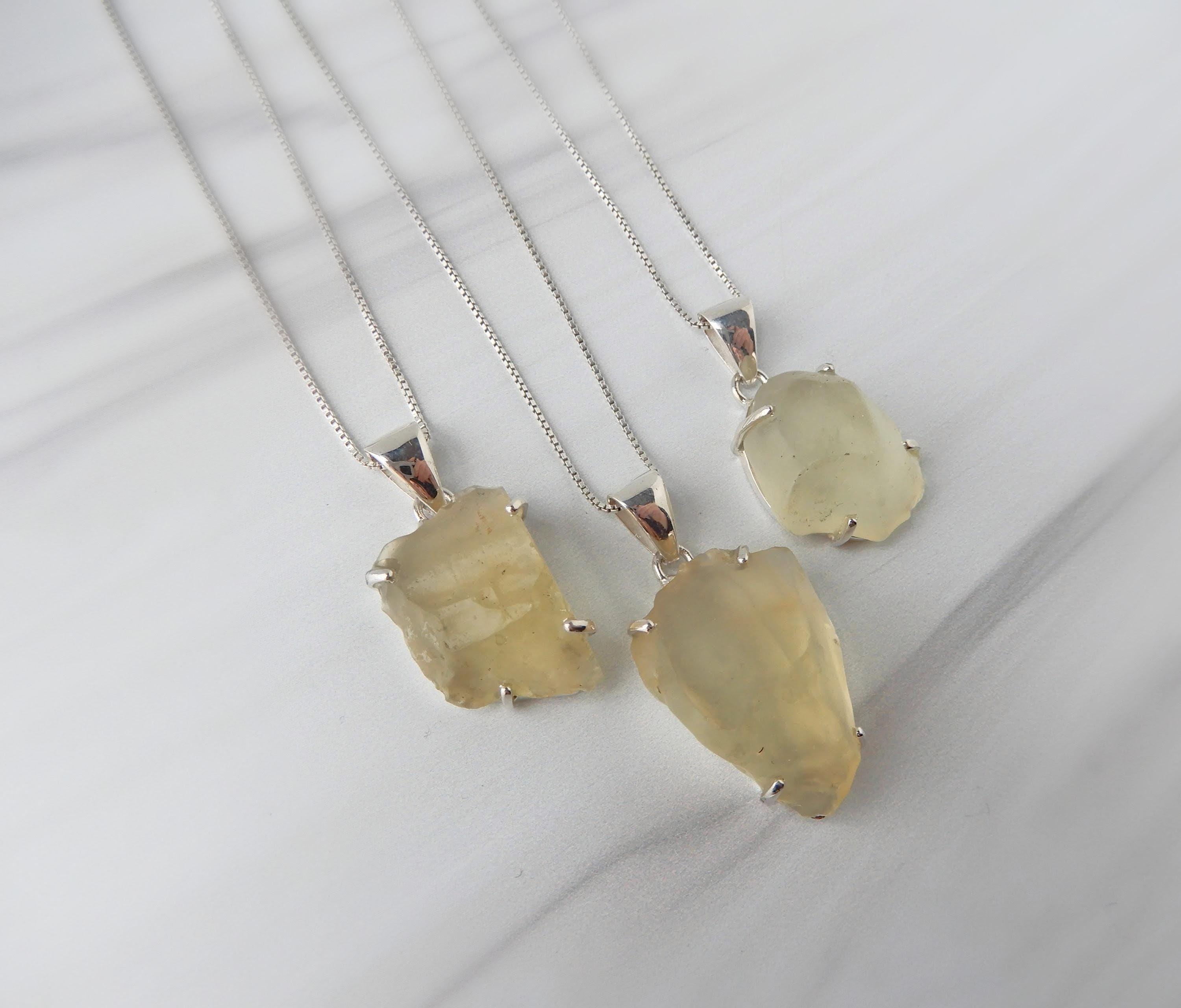 Libyan Desert Glass Necklace Sterling Silver • Libyan Gold Tektite ...