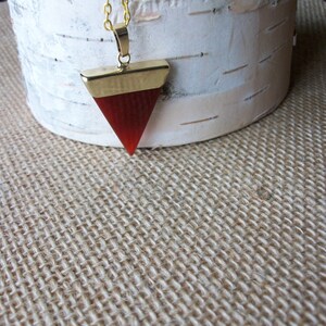 Red Agate Necklace, Red Agate Pendant, Triangle Gemstone Necklace ...