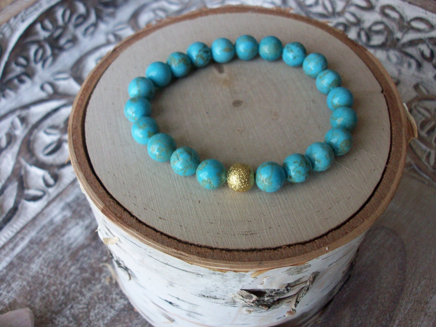 Turquoise Bracelet Turquoise Beaded Gemstone Stretch - Etsy