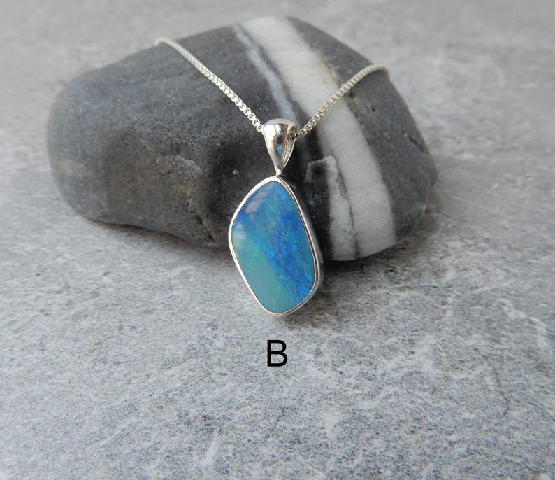 Opal Necklace Sterling Silver • Australian Opal Pendant - Etsy