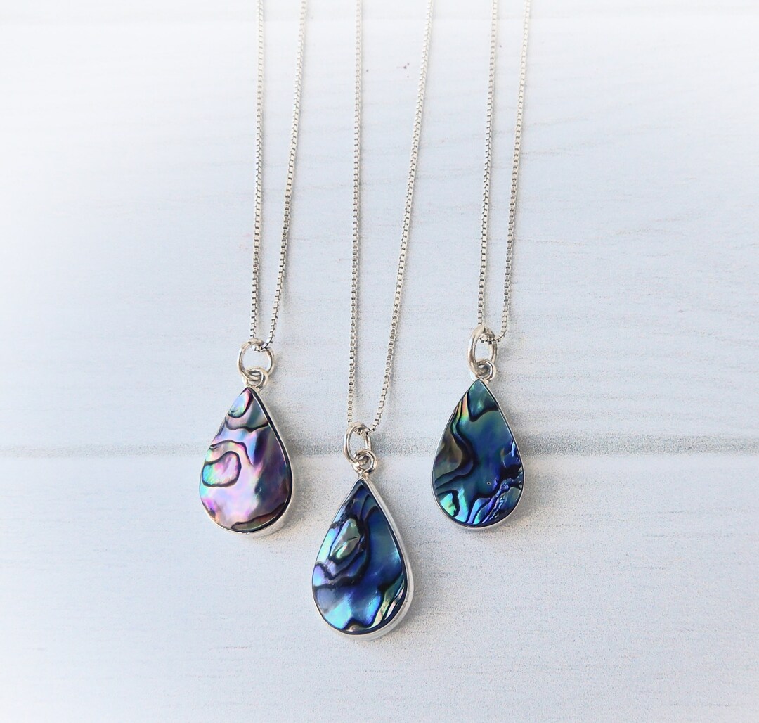 Paua Shell Necklace Sterling Silver • Abalone Shell Pendant • Sterling ...