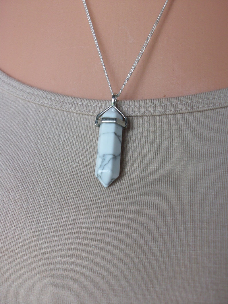 Howlite Necklace White Howlite Point Pendant Gemstone Point | Etsy