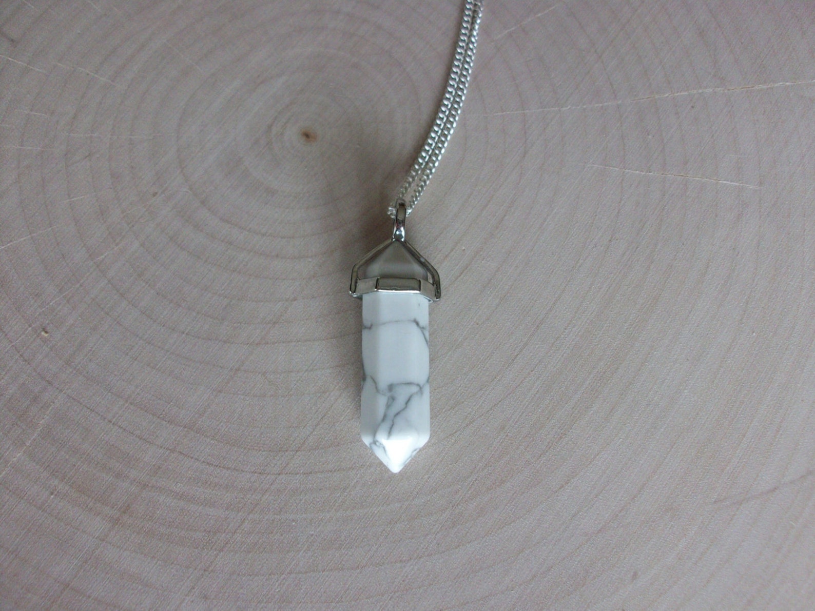 Howlite Necklace White Howlite Point Pendant Gemstone Point - Etsy