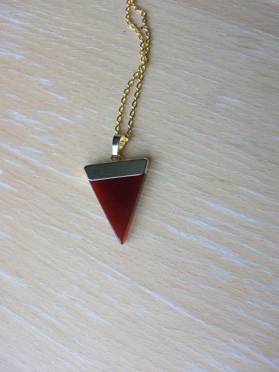Red Agate Necklace, Red Agate Pendant, Triangle Gemstone Necklace ...