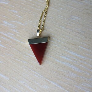 Red Agate Necklace, Red Agate Pendant, Triangle Gemstone Necklace ...