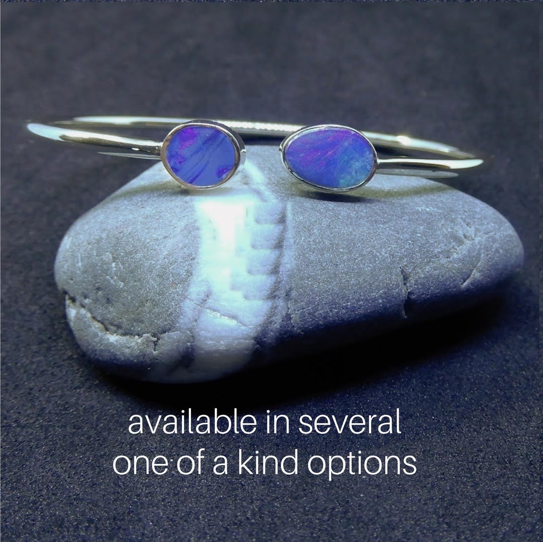 Genuine Australian Opal Bangle Sterling Silver •handmade Opal Jewelry ...