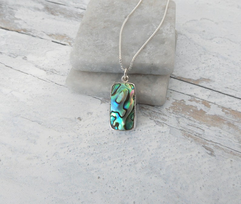 Paua Shell Necklace Abalone Shell Pendant Sterling Silver - Etsy