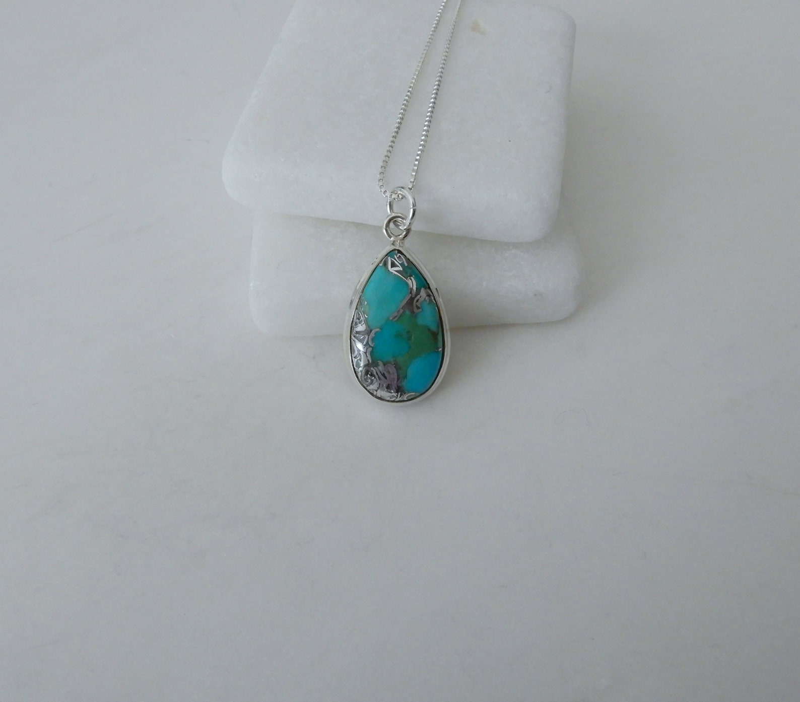 Turquoise Necklace Turquoise Pendant Genuine Turquoise - Etsy