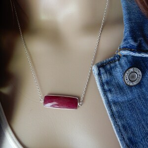 Ruby Necklace Red Ruby Bar Pendant Genuine Ruby Necklace - Etsy