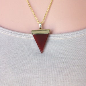 Red Agate Necklace, Red Agate Pendant, Triangle Gemstone Necklace ...