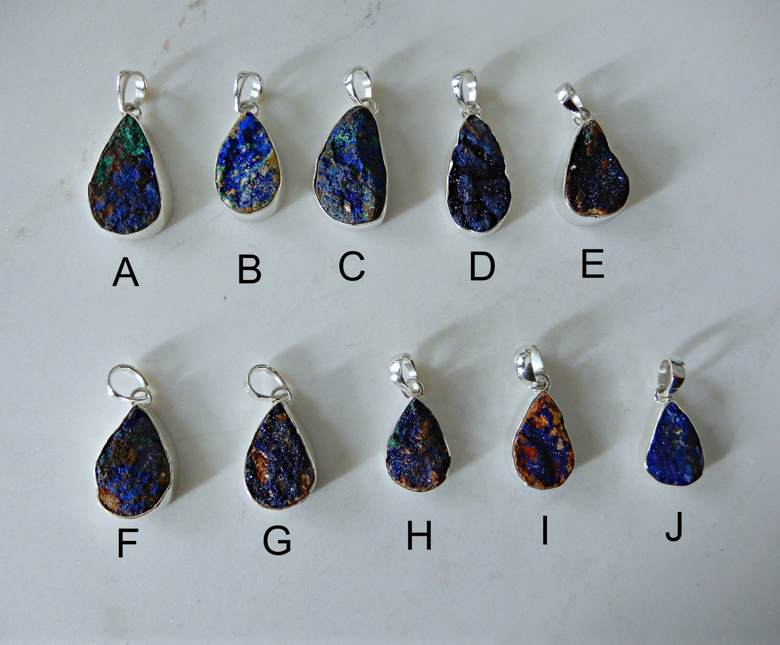 Azurite Necklace Azurite Pendant Raw Azurite Necklace | Etsy