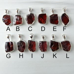 Garnet Necklace Sterling Silver • Raw Red Garnet Pendant • Silver ...