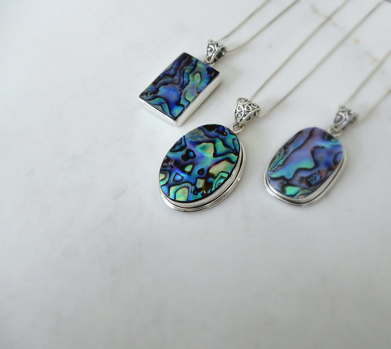 Paua Shell Necklace Abalone Shell Pendant Sterling Silver | Etsy