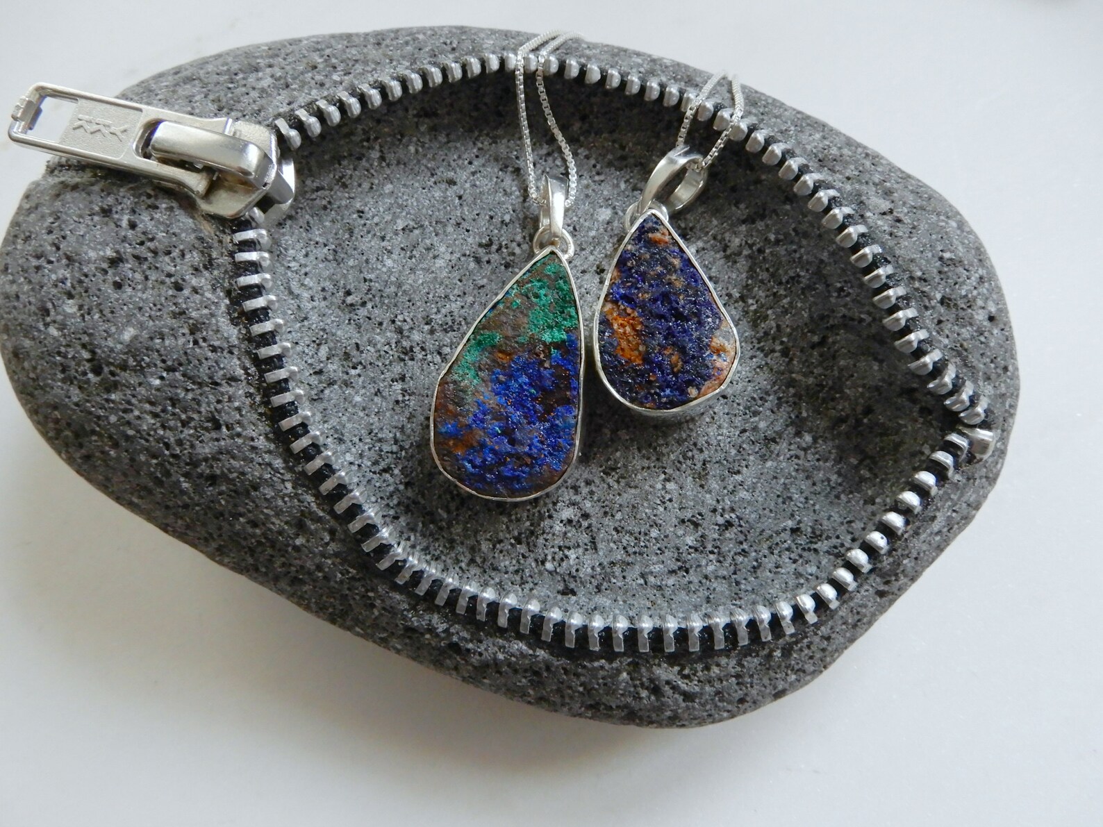 Azurite Necklace Azurite Pendant Raw Azurite Necklace | Etsy