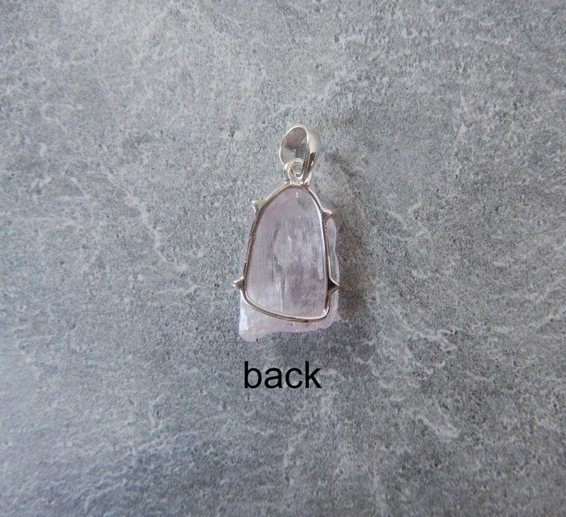 Kunzite Gemstone Necklace Sterling Silver • Raw Kunzite Pendant ...