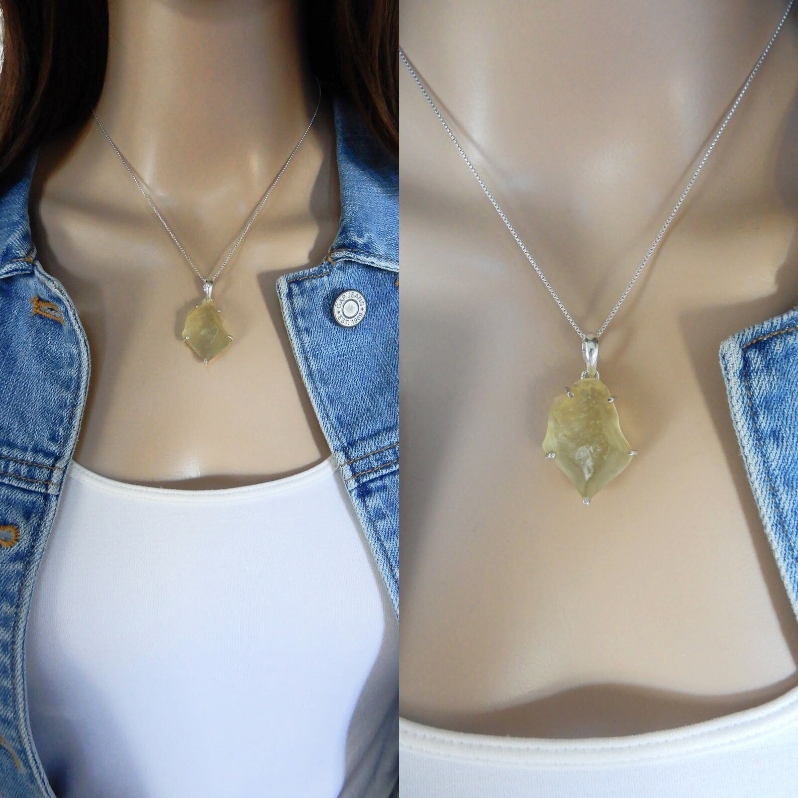 Libyan Desert Glass Necklace Sterling Silver • Libyan Gold Tektite ...
