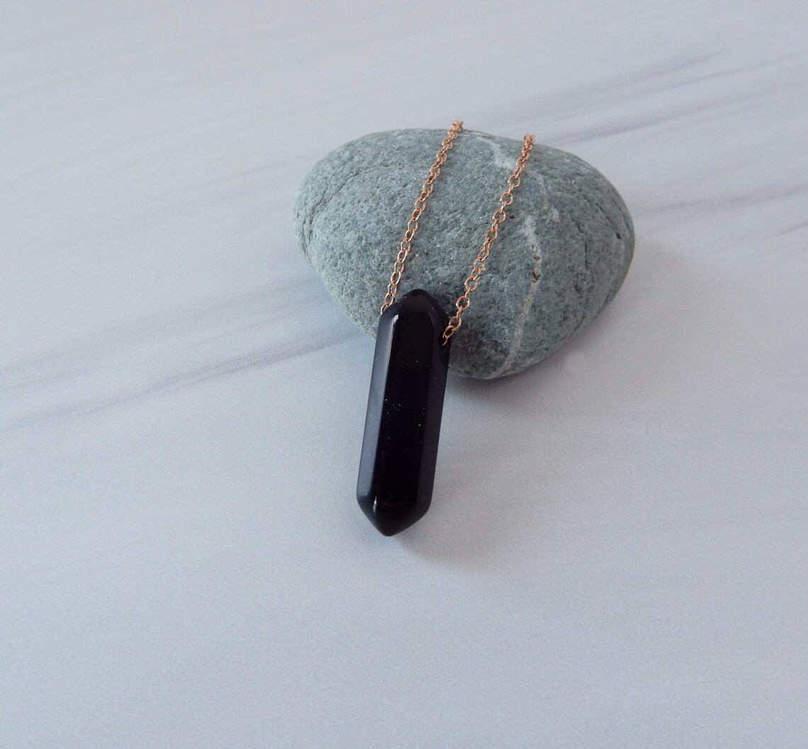 Black Onyx Point Black Stone Point Black Onyx Pendant Onyx - Etsy