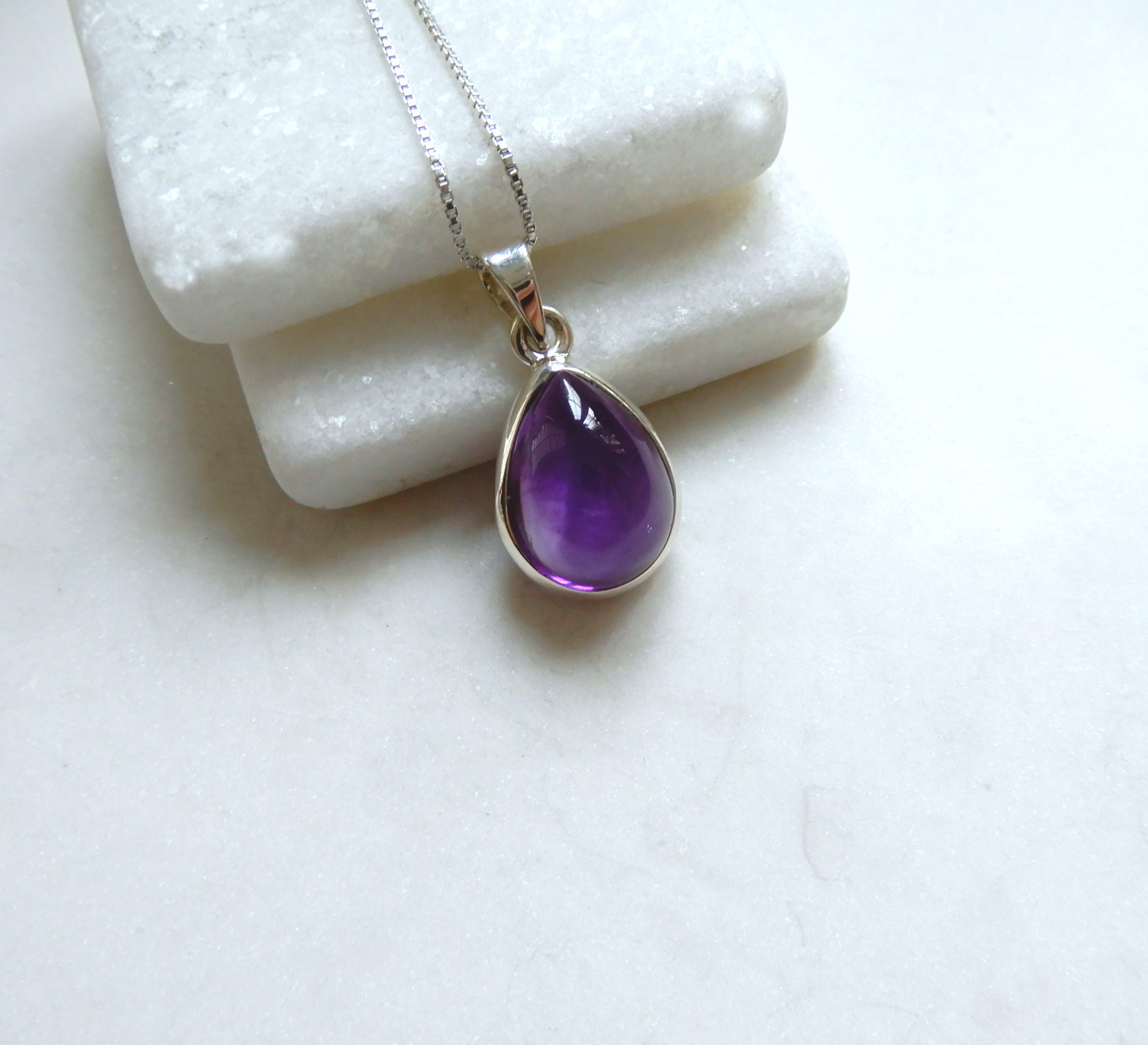 Amethyst Necklace, Amethyst Pendant, Teardrop Amethyst Pendant, Healing ...