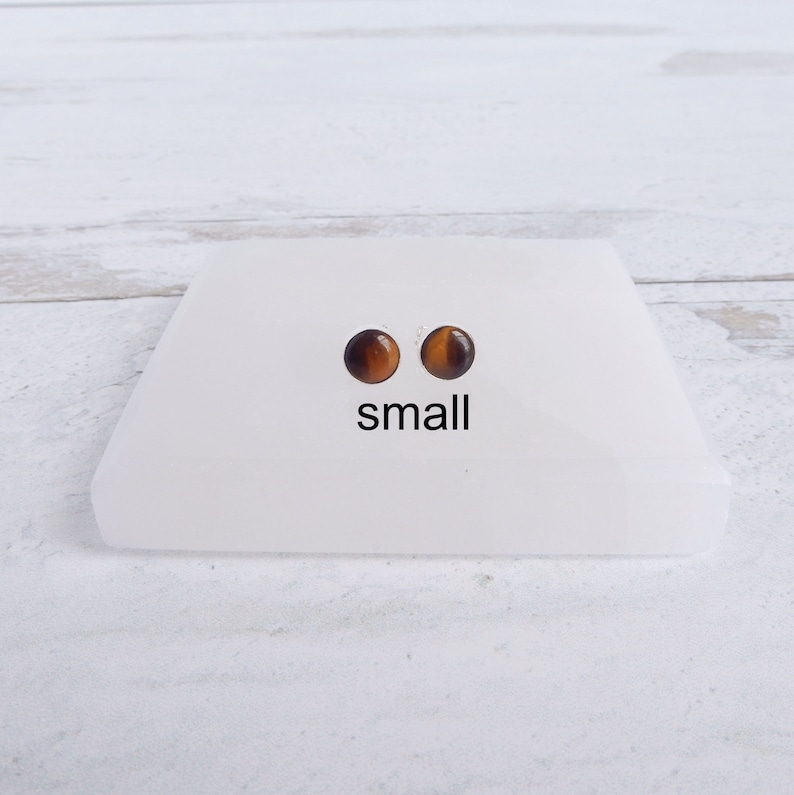 Tiger Eye Earrings Sterling Silver Gemstone Stud Earrings | Etsy