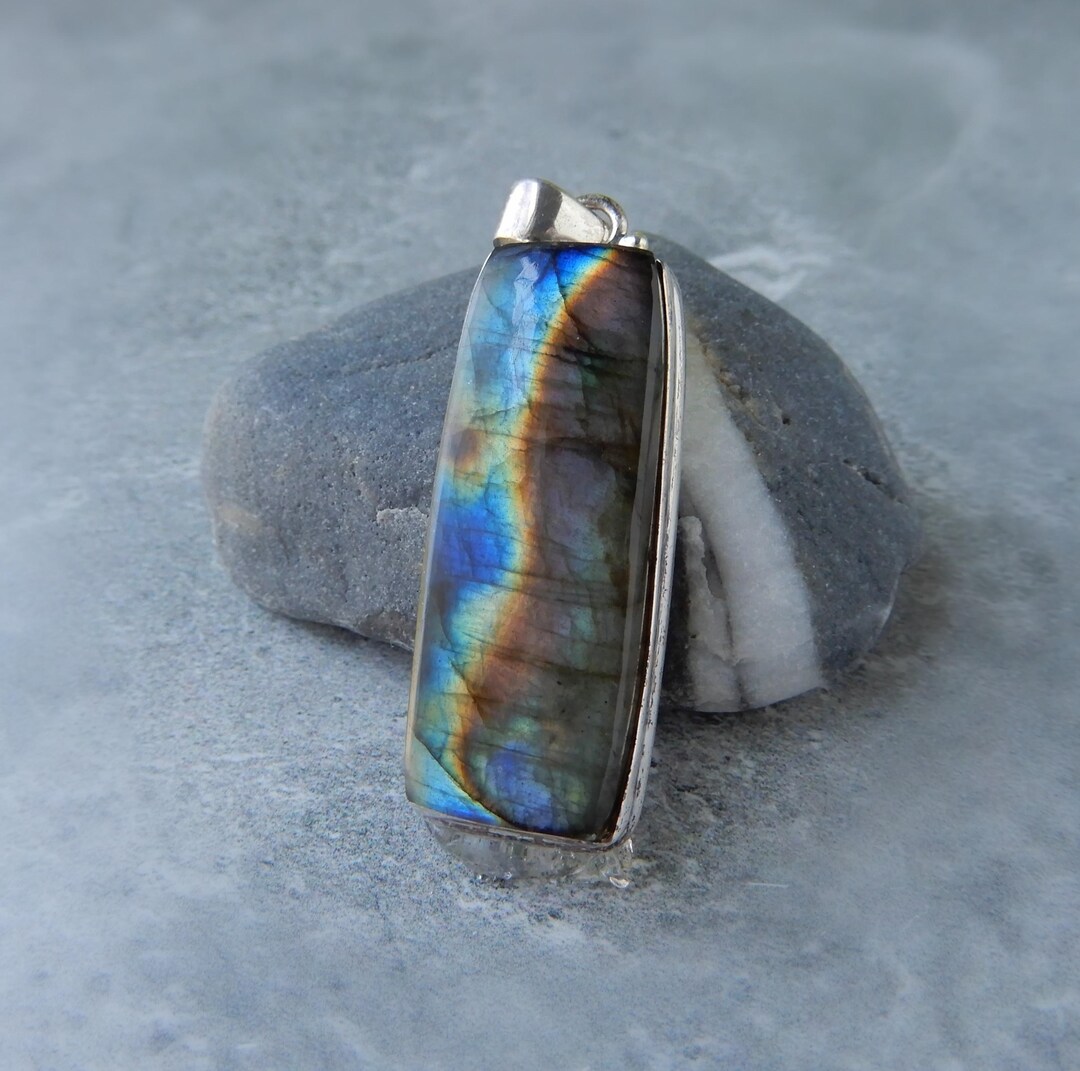 Labradorite Necklace Sterling Silver • Labradorite Pendant • Colorful ...