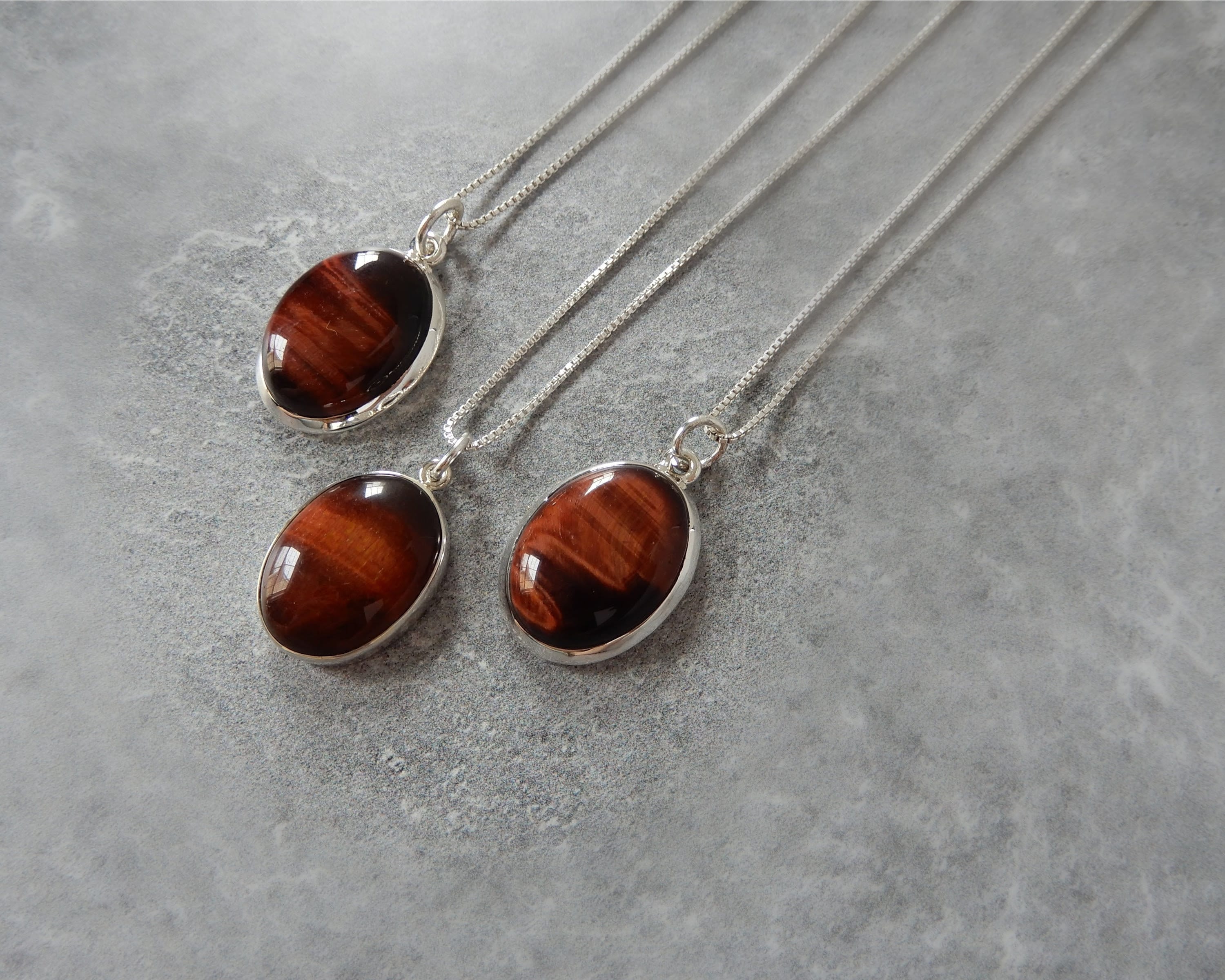 Red Tiger Eye Necklace • Sterling Silver Tigers Eye Pendant • Sacral ...