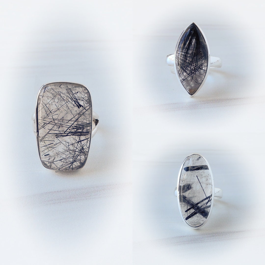 Rutilated Quartz Ring Sterling Silver • Quartz Ring • Black Rutile ...