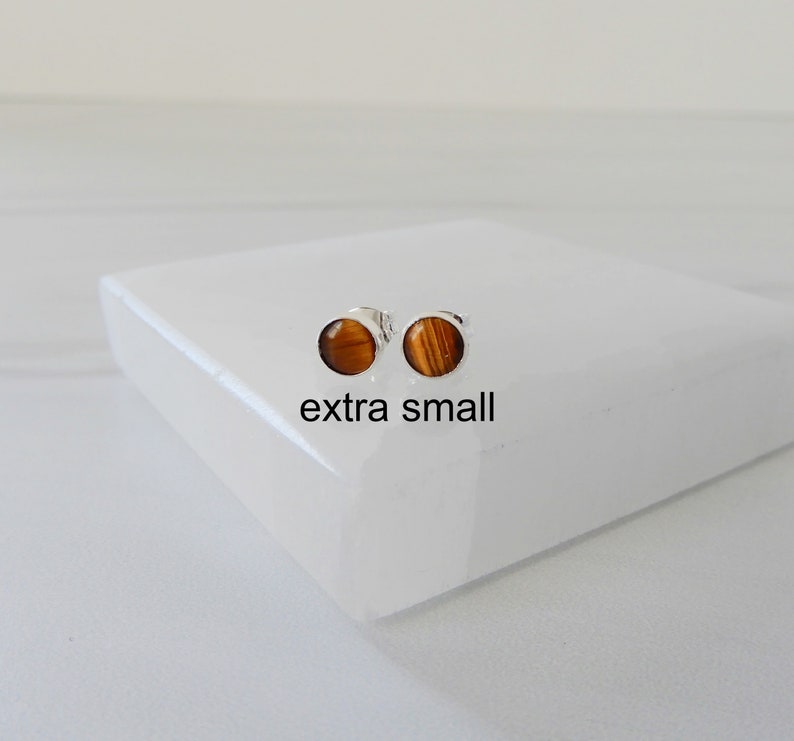 Tiger Eye Earrings Sterling Silver Gemstone Stud Earrings | Etsy