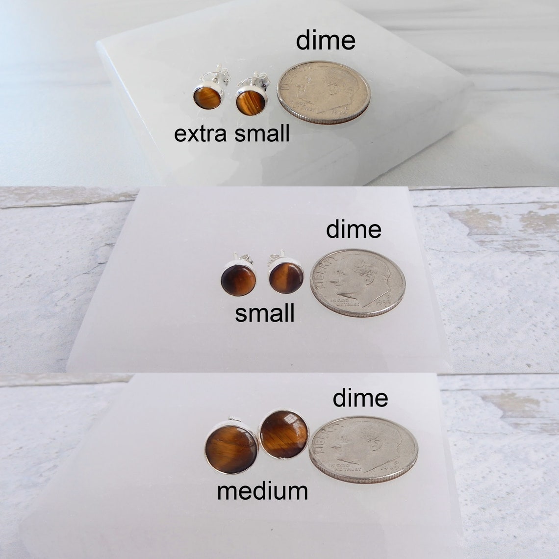 Tiger Eye Earrings Sterling Silver Gemstone Stud Earrings | Etsy