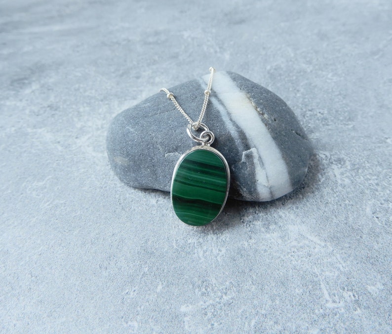 Malachite Necklace Sterling Silver • Malachite Pendant • Genuine ...
