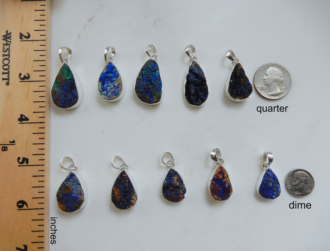 Azurite Necklace Azurite Pendant Raw Azurite Necklace - Etsy