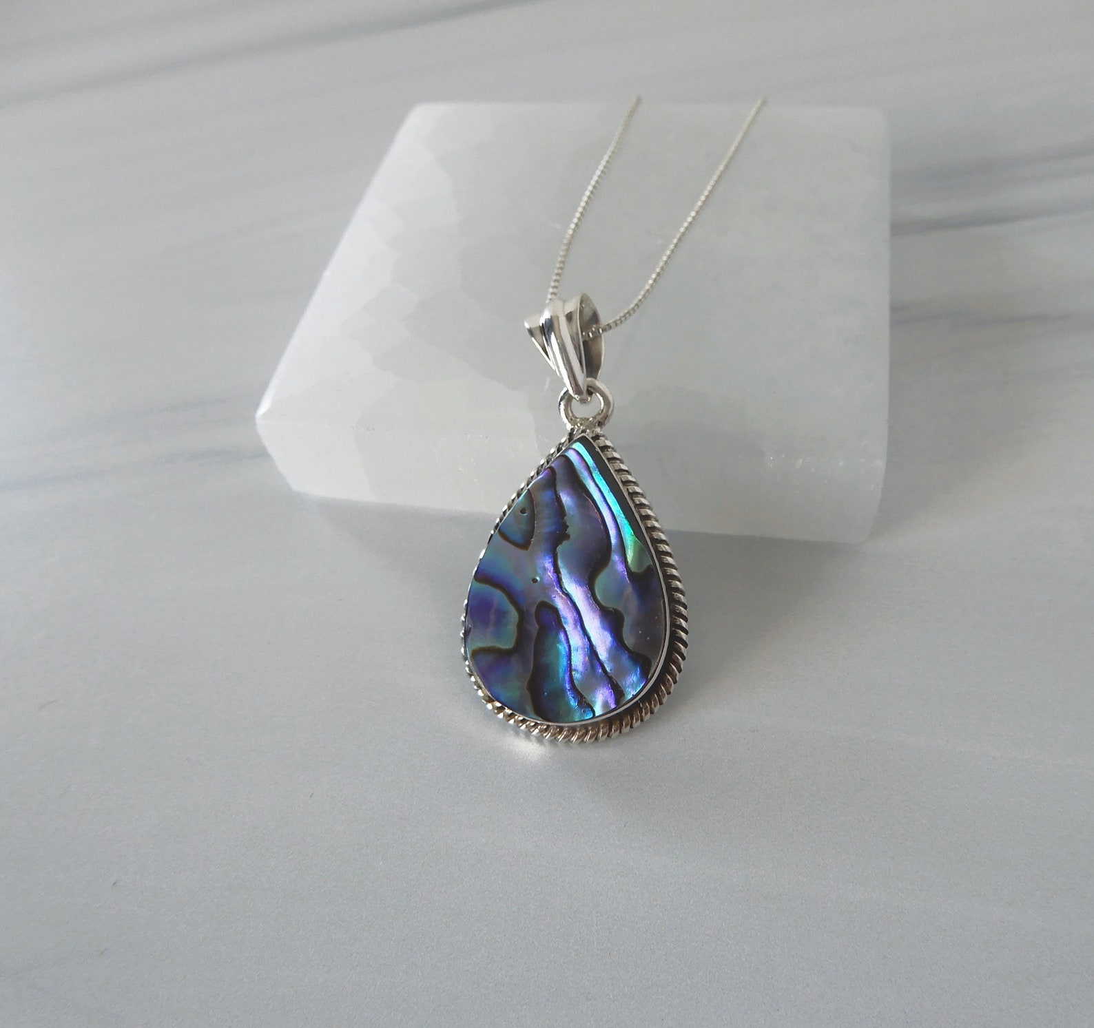 Paua Shell Necklace Abalone Shell Pendant Sterling Silver - Etsy