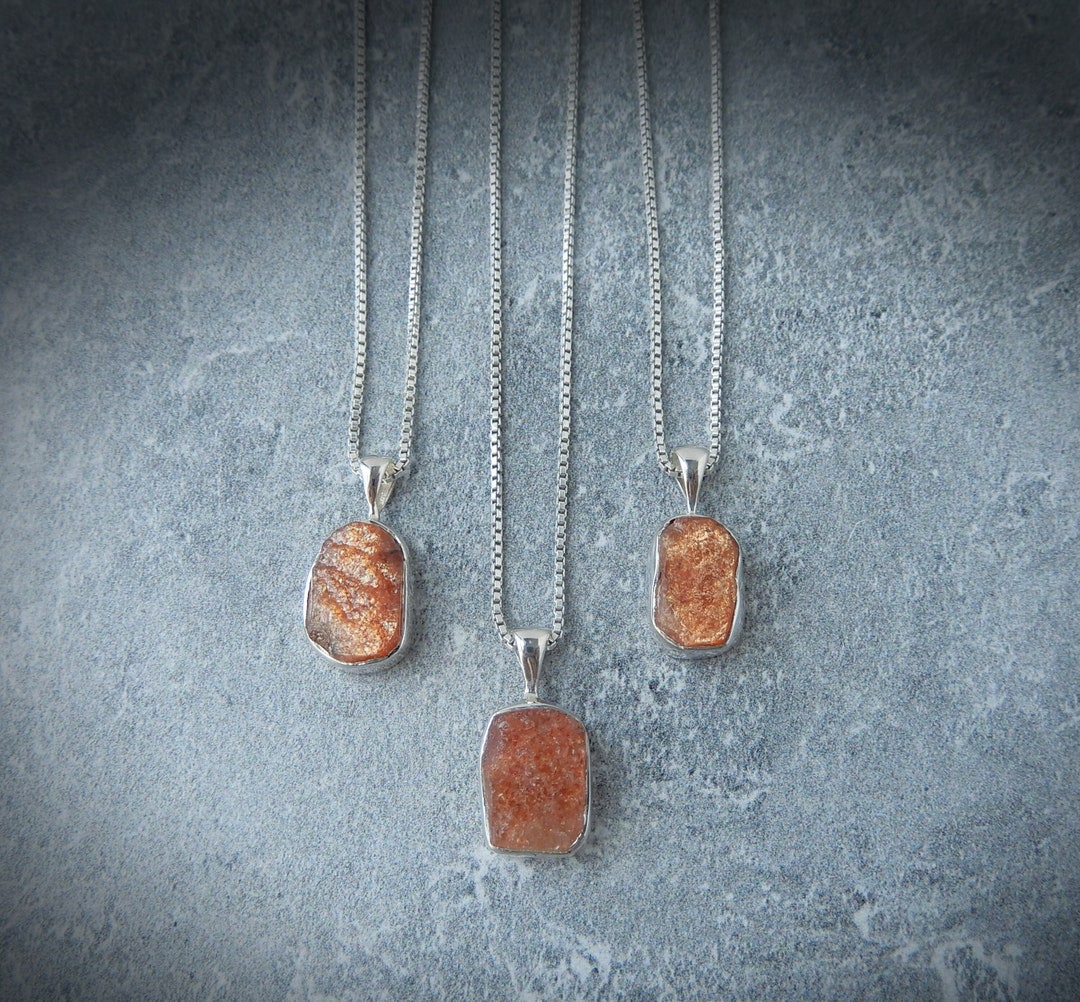 Sunstone Necklace Sterling Silver • Sunstone Pendant • Genuine Natural ...