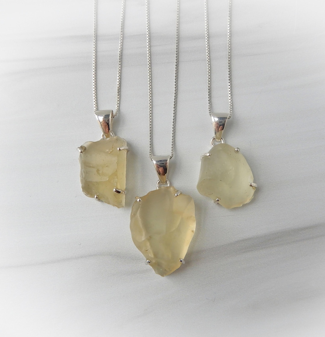 Libyan Desert Glass Necklace Sterling Silver • Libyan Gold Tektite ...