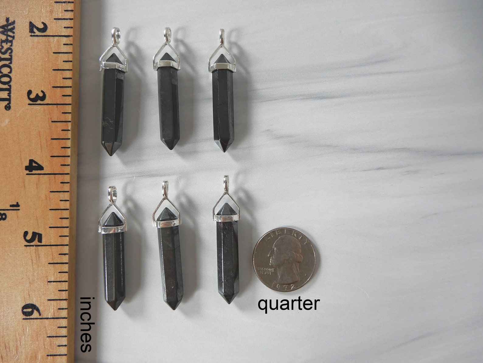 Hematite Necklace, Silver Hematite Point Pendant, Sterling Gemstone ...