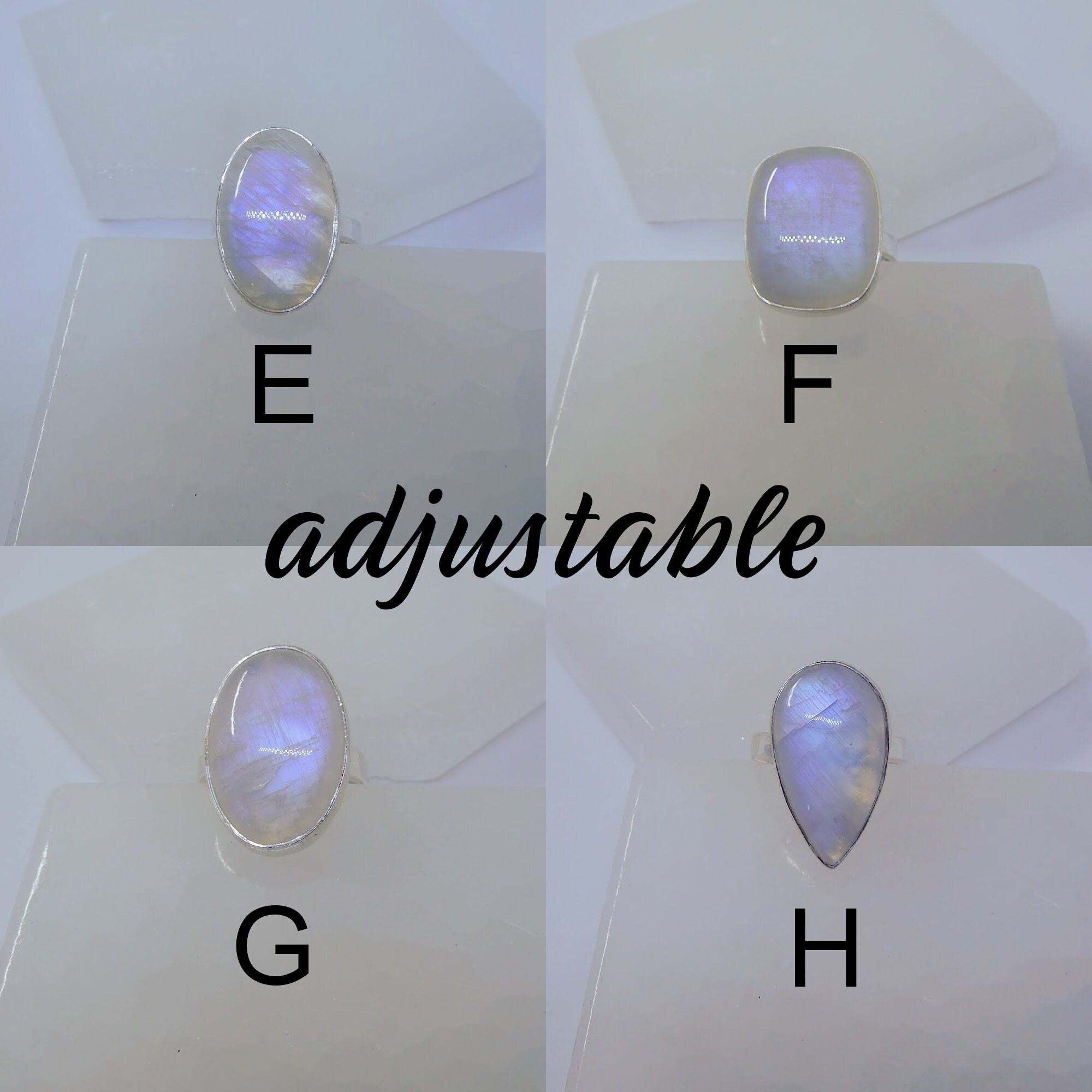 Rainbow Moonstone Ring • Moonstone Rings • Blue Flash Moonstone Ring ...
