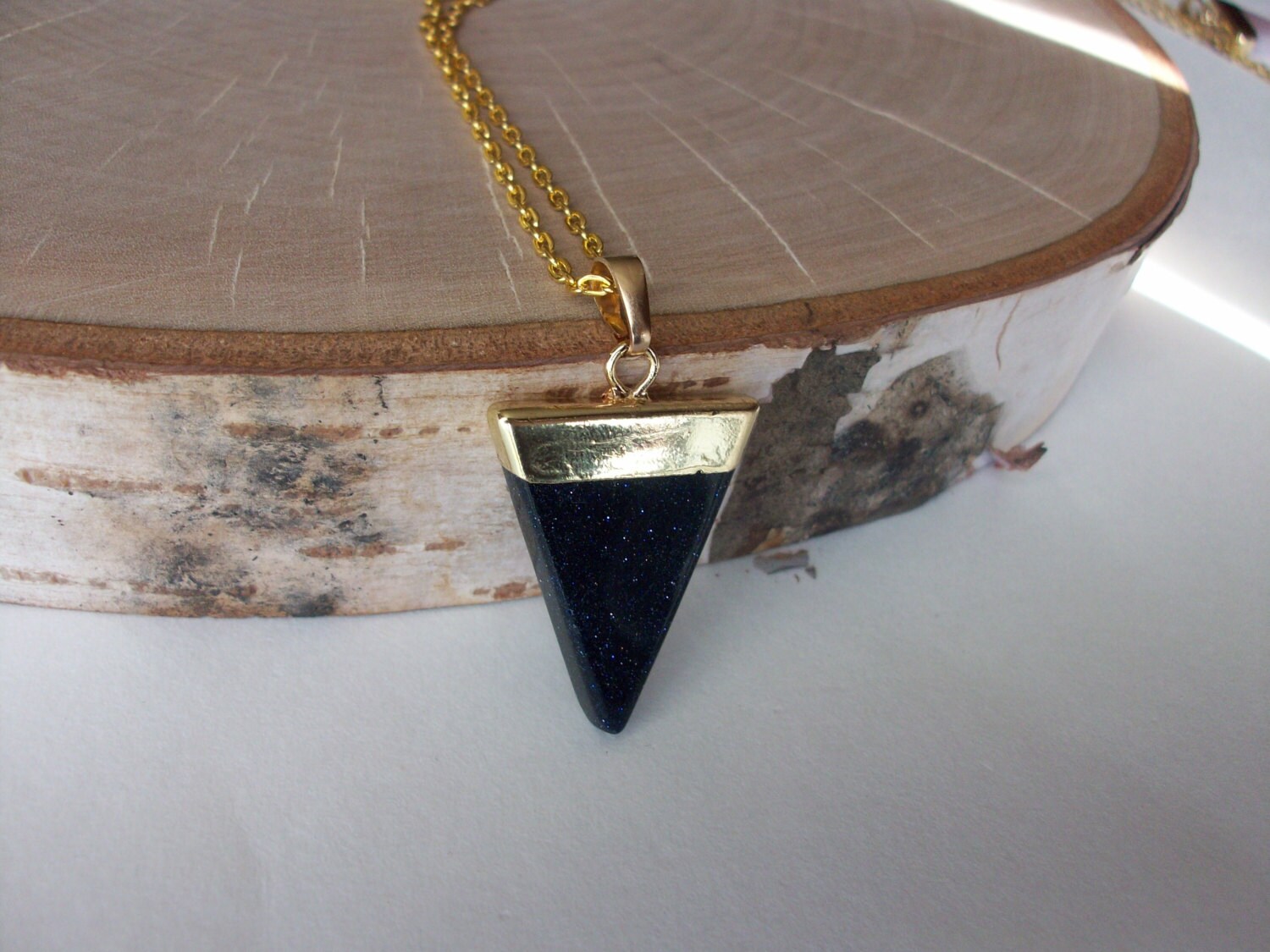 Blue Sandstone Necklace Sandstone Pendant Triangle | Etsy