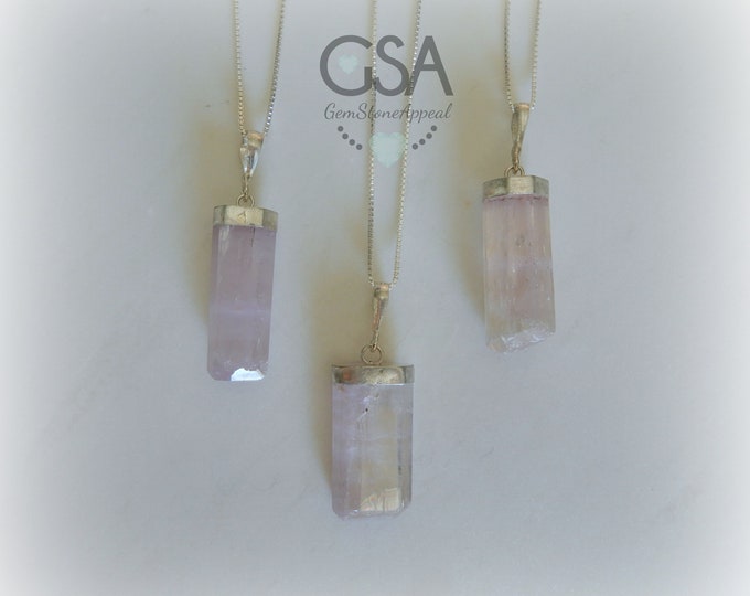 Kunzite Gemstone Necklace, Raw Kunzite Necklace, Natural Pink Kunzite ...