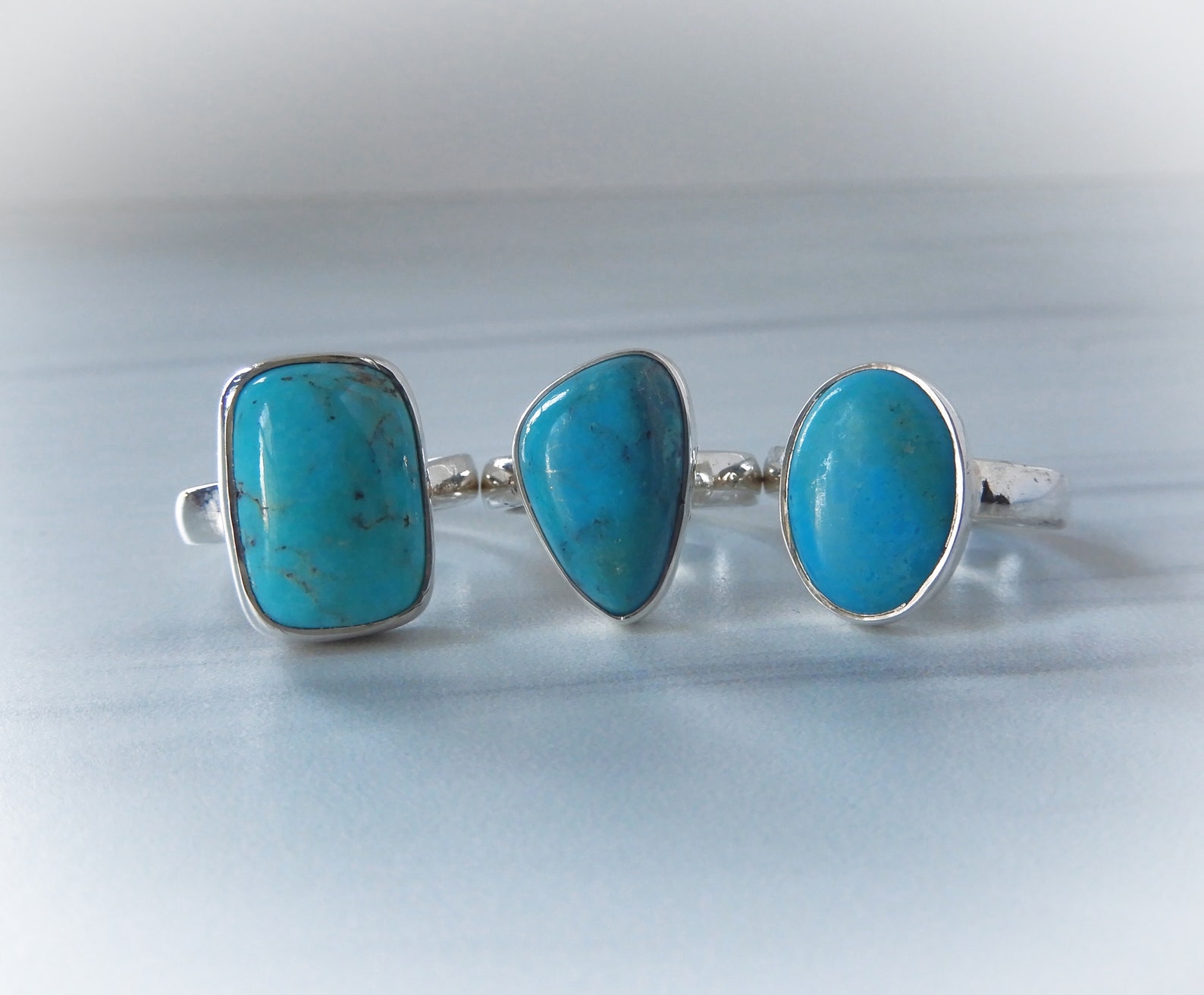 Turquoise Ring Sterling Turquoise Rings Adjustable Turquoise - Etsy